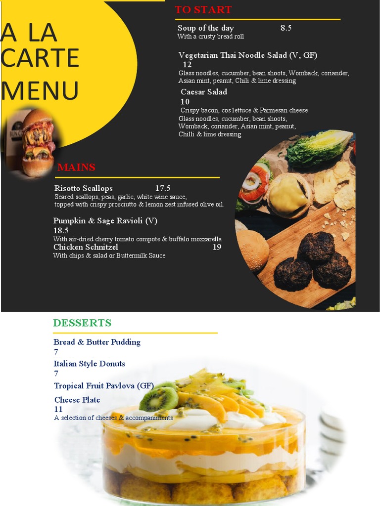 A La Carte Menu | PDF