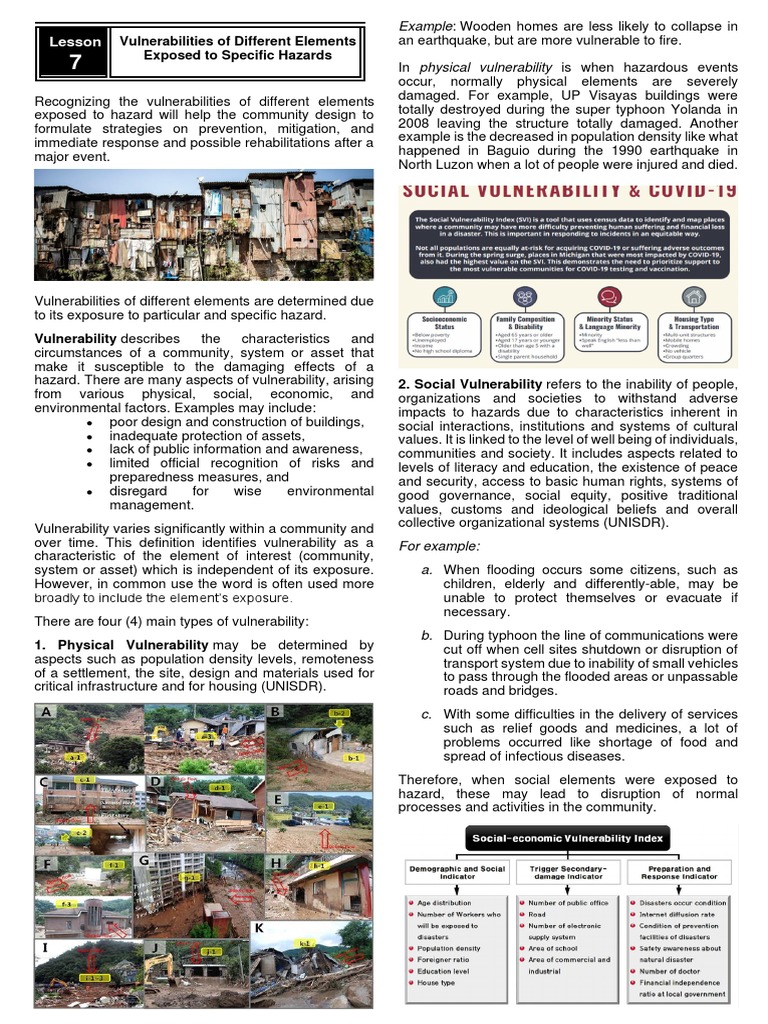 Types of Vulnerability to Hazards | PDF | Hazards | Vulnerability