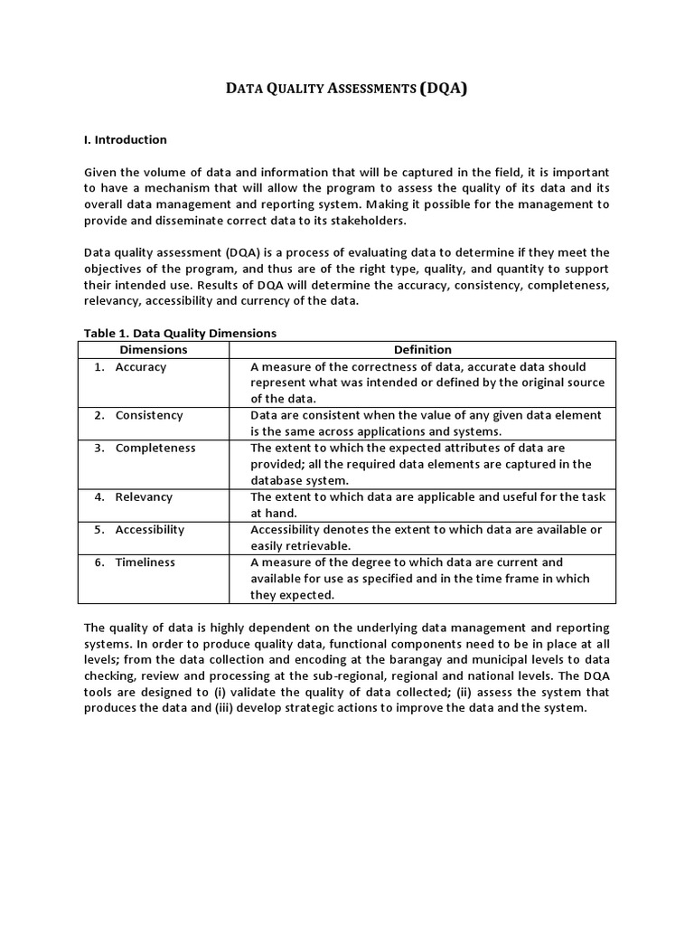 Data Quality Assessment | PDF | Data | Data Quality Data Quality Assessment | PDF | Data | Data Quality