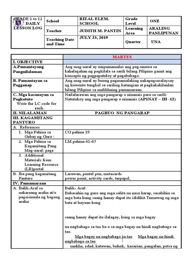 COT1 AP Pangarap | PDF