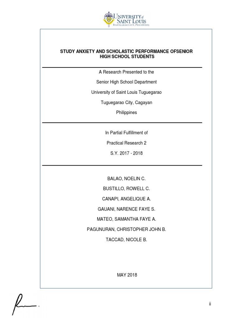 Study Anxiety and Scholastic Performance | PDF | P Value | Statistical ...