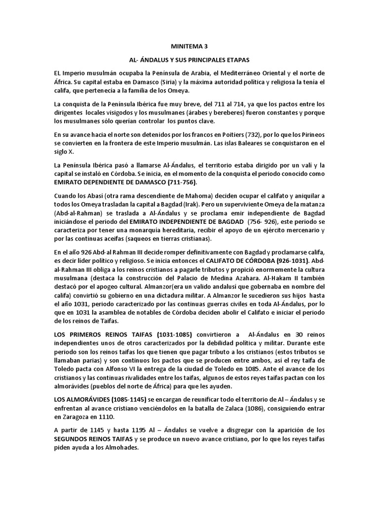 Minitema3 Al Andalus | PDF | Al Andalus