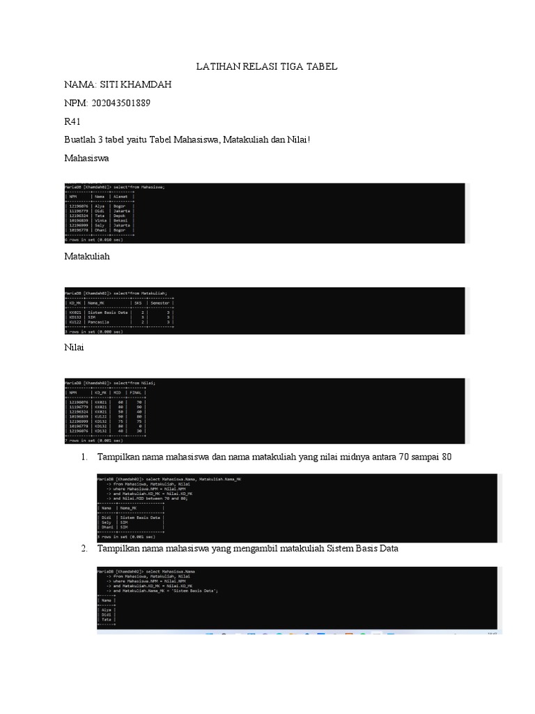 Latihan Relasi Tiga Tabel | PDF