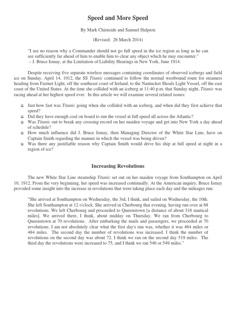 Speed and More Speed | PDF | White Star Line | Fireman (Steam Engine) Speed and More Speed | PDF | White Star Line | Fireman (Steam Engine)