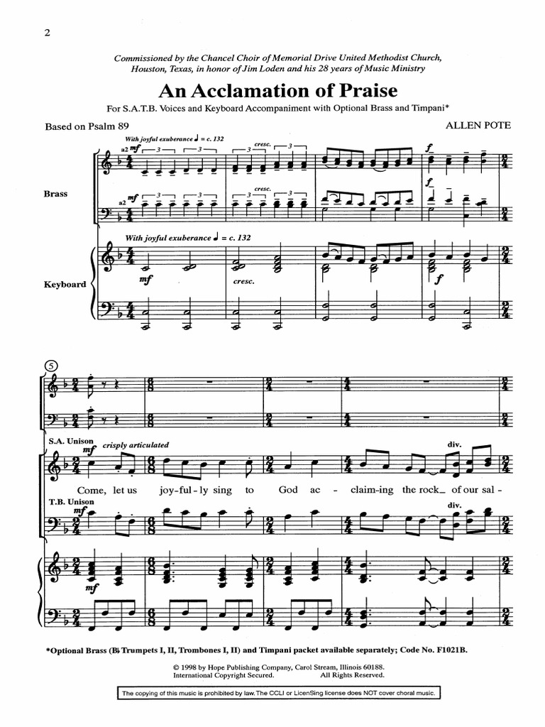 An Acclamation of Praise PDF | PDF