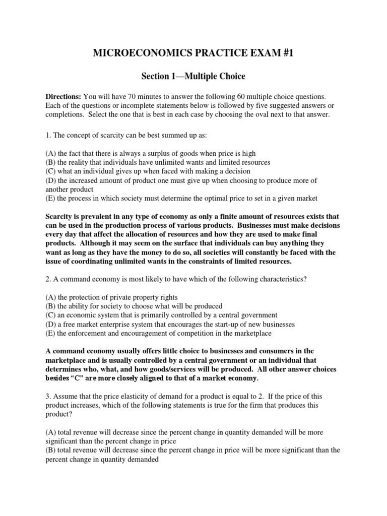 AP Microeconomics Practice Exam1 Answerkey | PDF | Monopoly | Demand