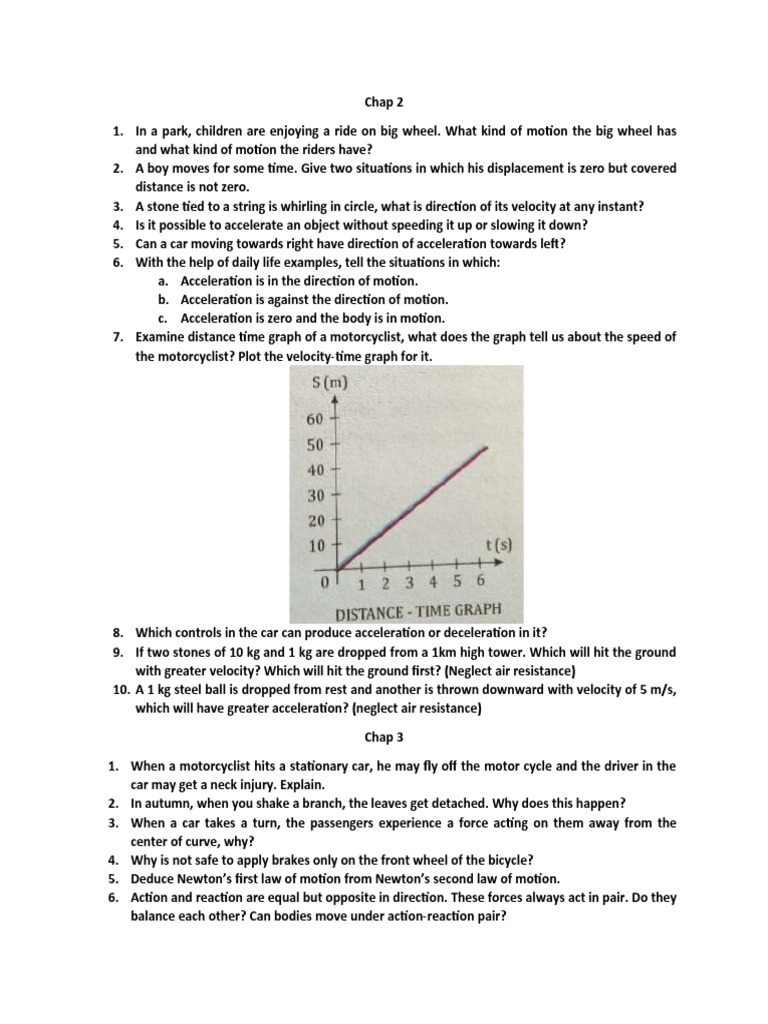 Chap2 National Book Foundation 9th Class Conceptual Questions | PDF | Acceleration | Force