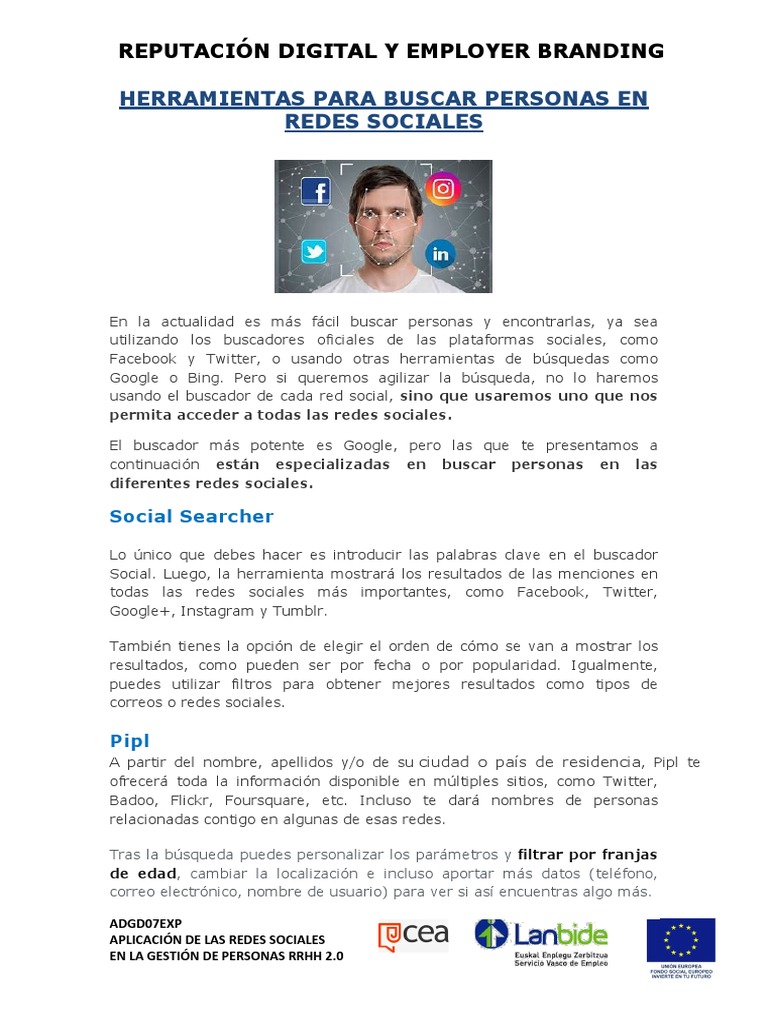 Herramientas para Buscar Personas en RRSS | PDF | Ciencias sociales