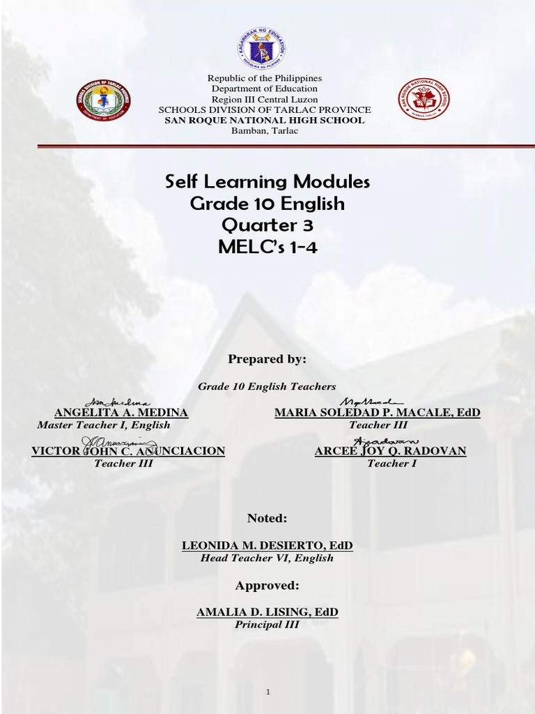 English10 Q3 Mod1 4 | PDF | Essays | Argument