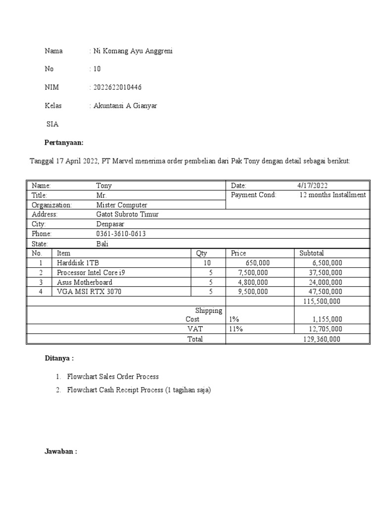 10_NI KOMANG AYU ANGGRENI_SIA FLOWCHART | PDF