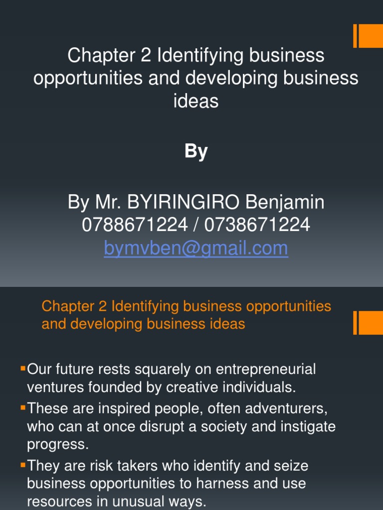 Chapter 2 Identifying Business Opportunities and Developing Business ...