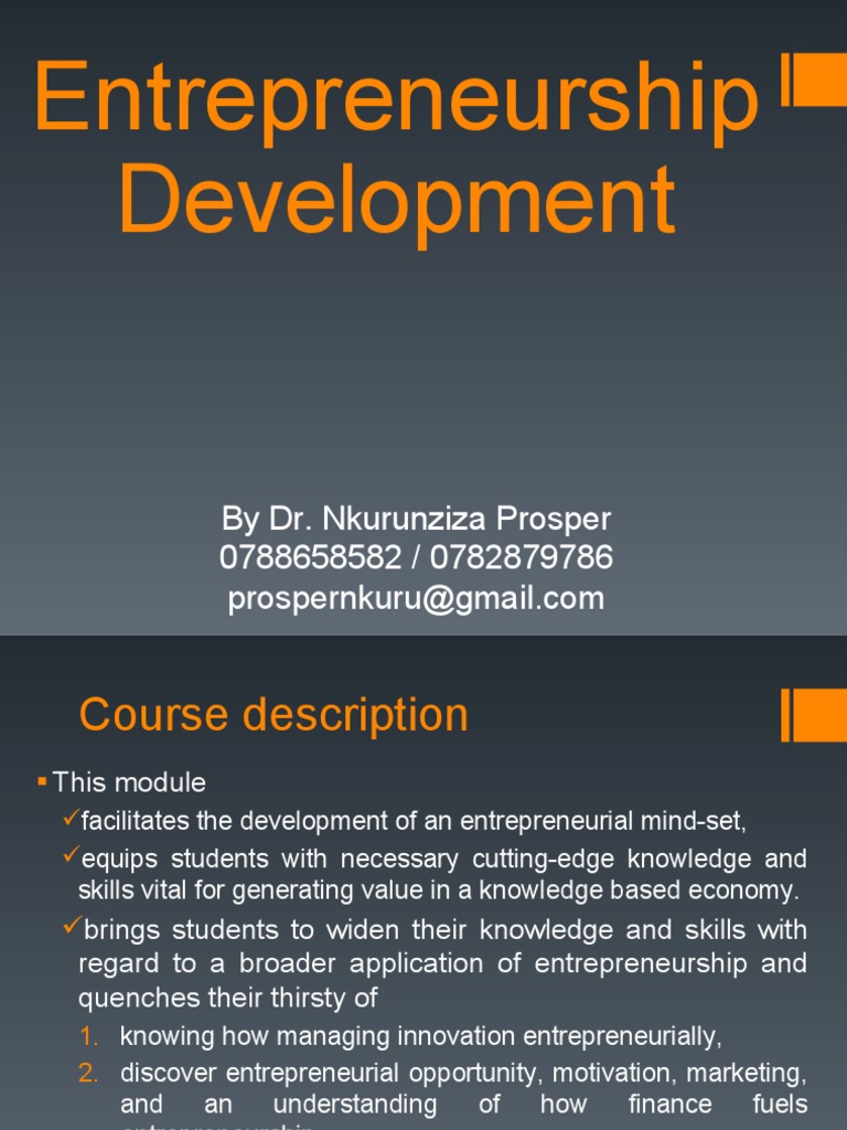 Entrepreneurship Development Course Overview | PDF | Entrepreneurship ...