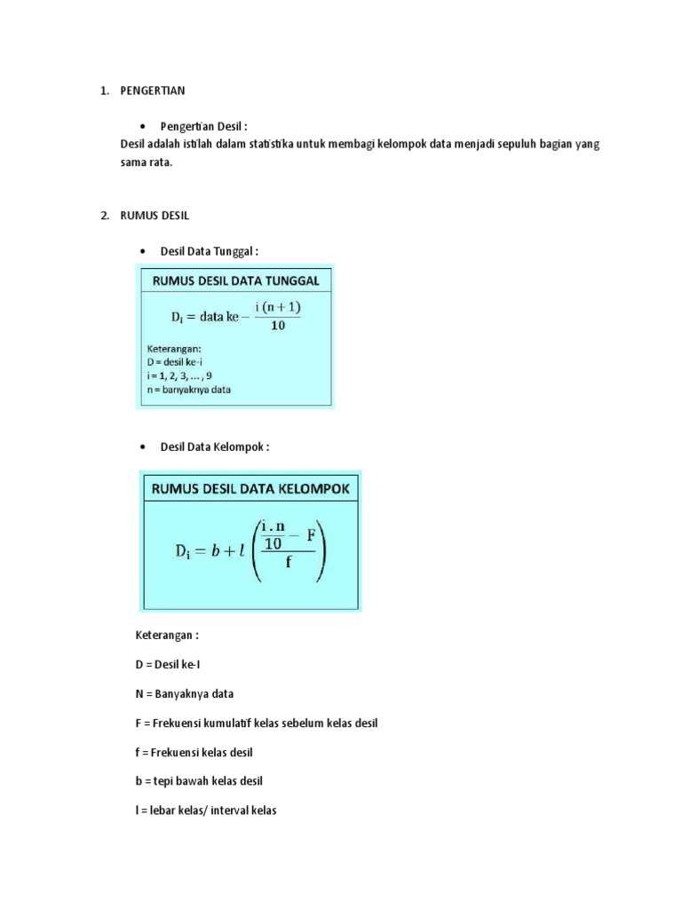 Pengertian dan Rumus Desil dan Persentil | PDF