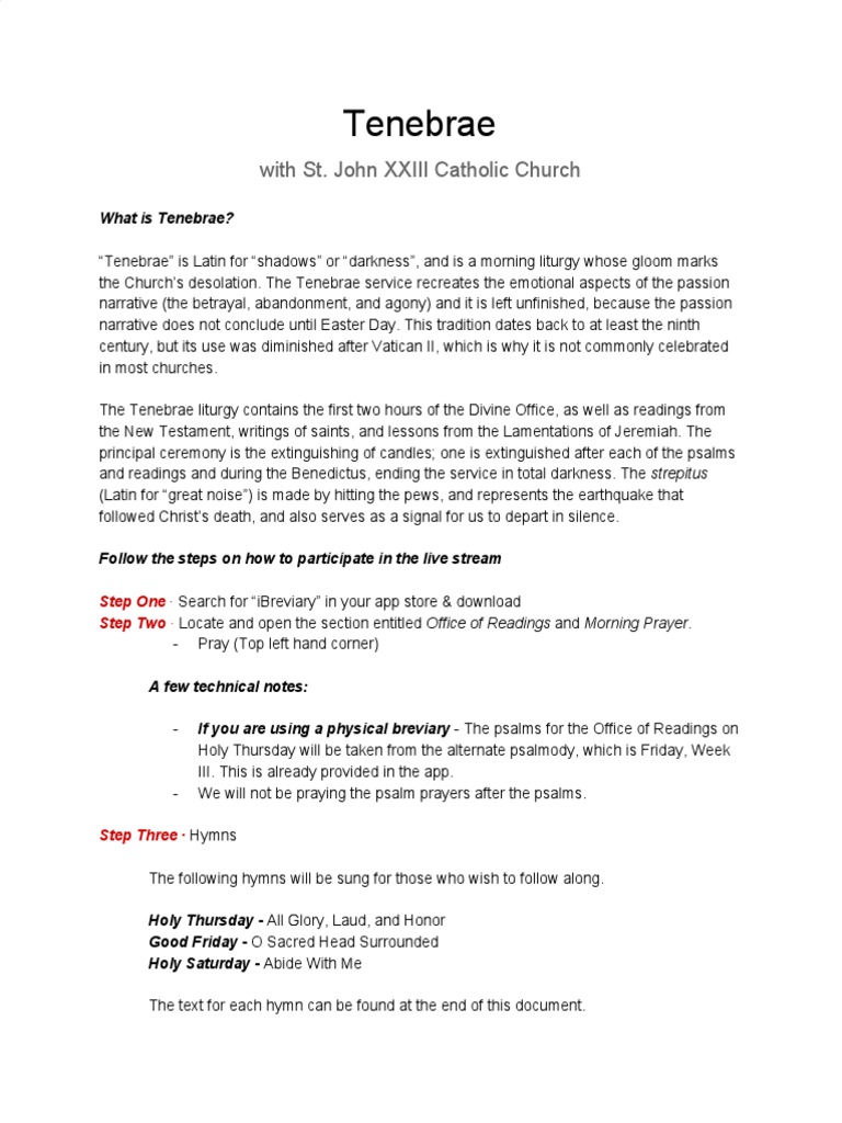 Tenebrae Information 2020 1 PDF | PDF | Christian Worship And Liturgy ...