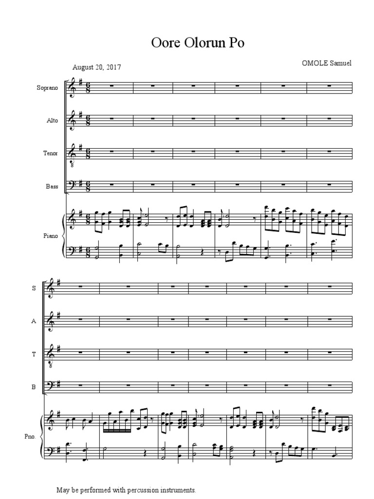 Oore Olorun Po. | PDF | Pitch (Music) | Singing