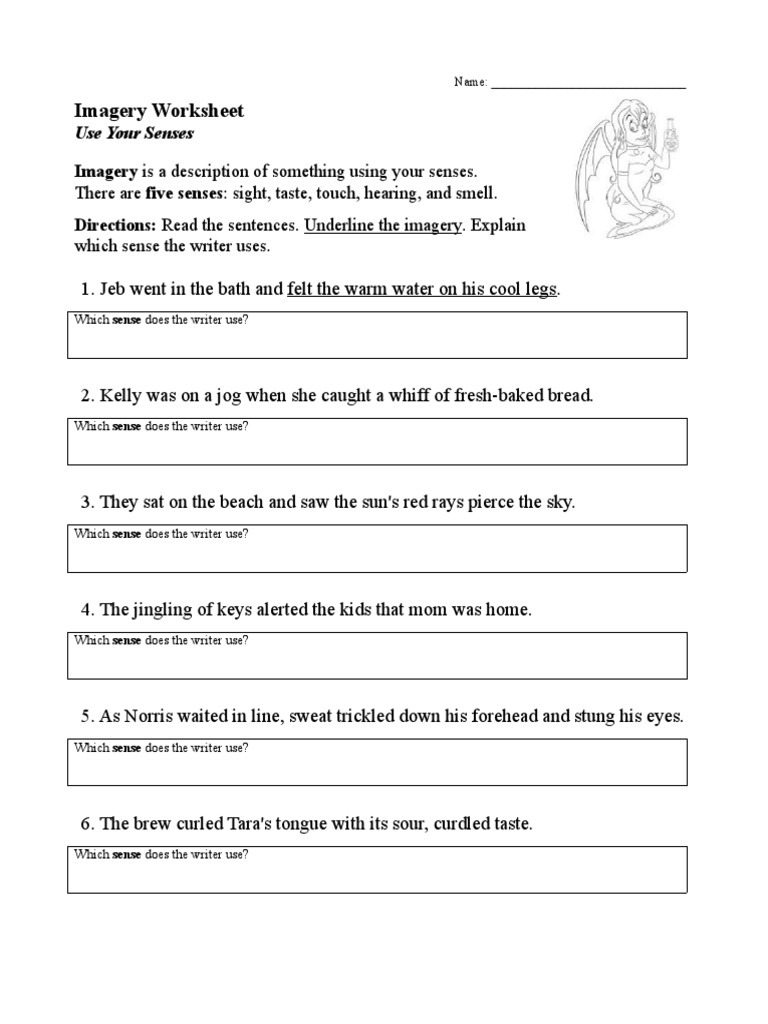 Imagery Worksheet | PDF