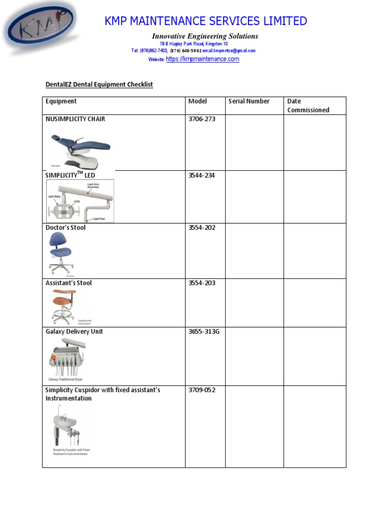 A-Dec Dental Chair Inspection - SAHD19-40&50 | PDF | Valve | Syringe