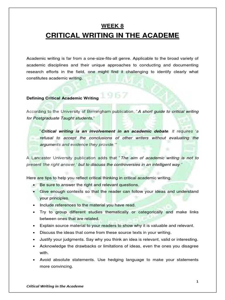 Critical Academic Writing Strategies | PDF | Argument | Critical Thinking