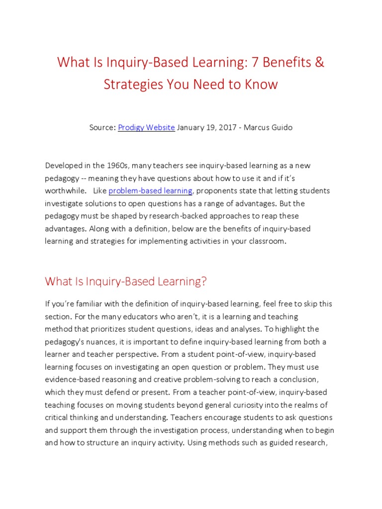 What Is Inquiry-Based Learning | PDF | Inquiry Based Learning | Learning