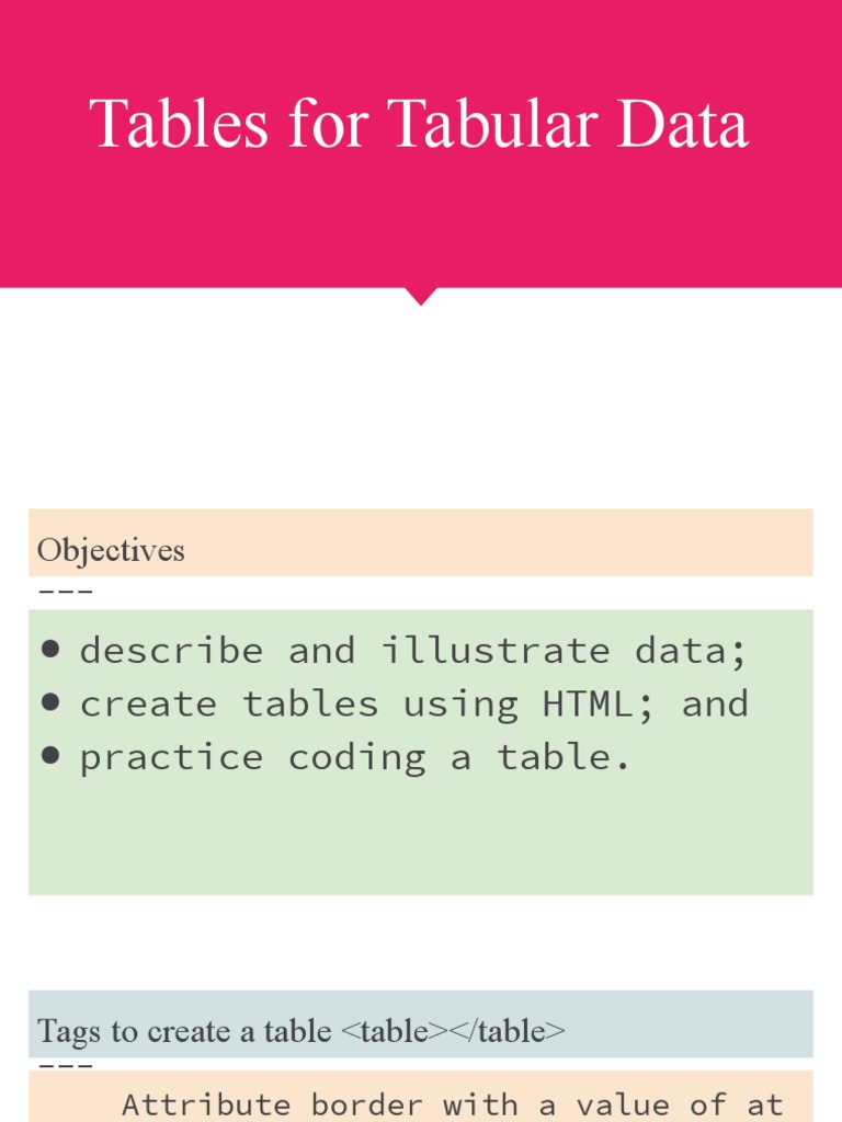 Tabular Data Images Border Color Background Color Nesting | PDF