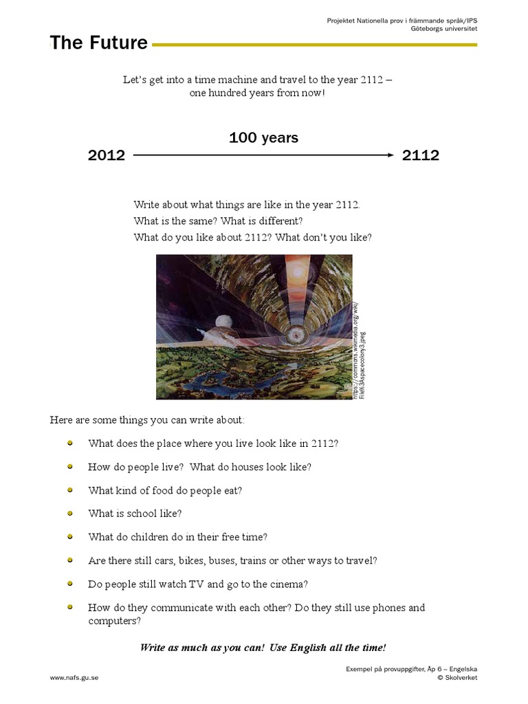 ENGELSKA Delprov C - Exempel På Skrivuppgift S K R I V A | PDF