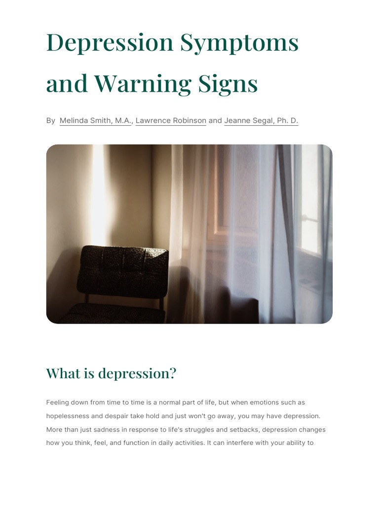 Depression Symptoms and Warning Signs | PDF | Bipolar Disorder | Major ...