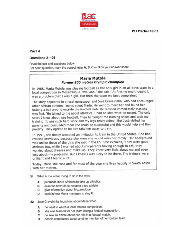 Reading Part 4 | PDF