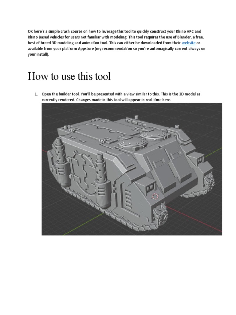 Build customizable Rhino APC and vehicles in Blender with this free tool | PDF | 3 D Computer ...