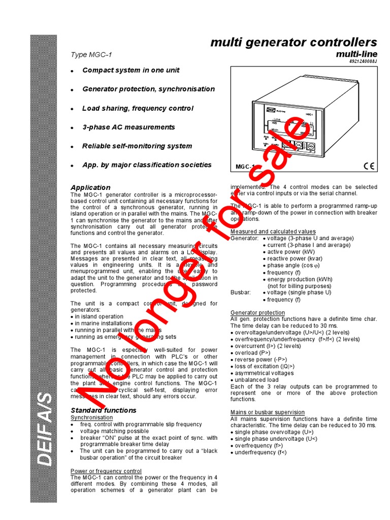MGC 1 Data Sheet 4921240088 Uk PDF | PDF | Mains Electricity | Power Supply