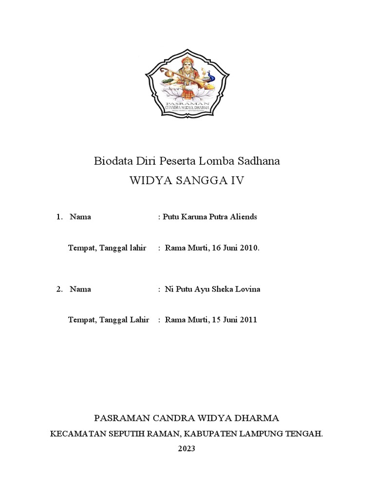 Biodata Diri Peserta Lomba | PDF