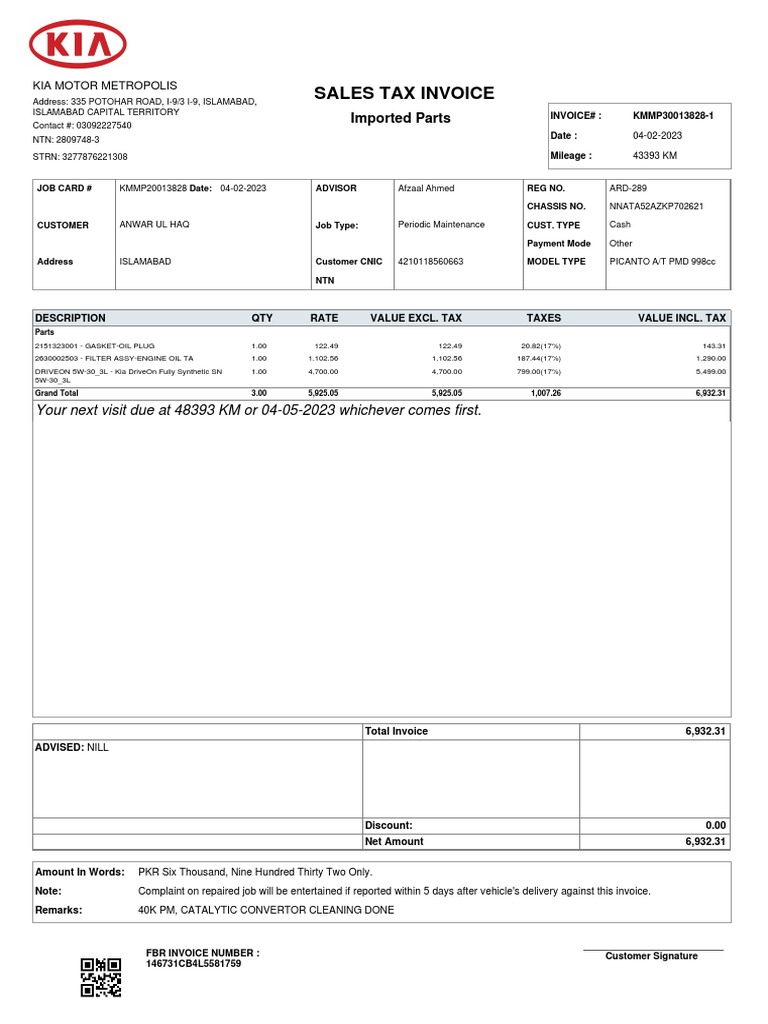 Sales Tax Invoice: Imported Parts | PDF | Payments | Economies