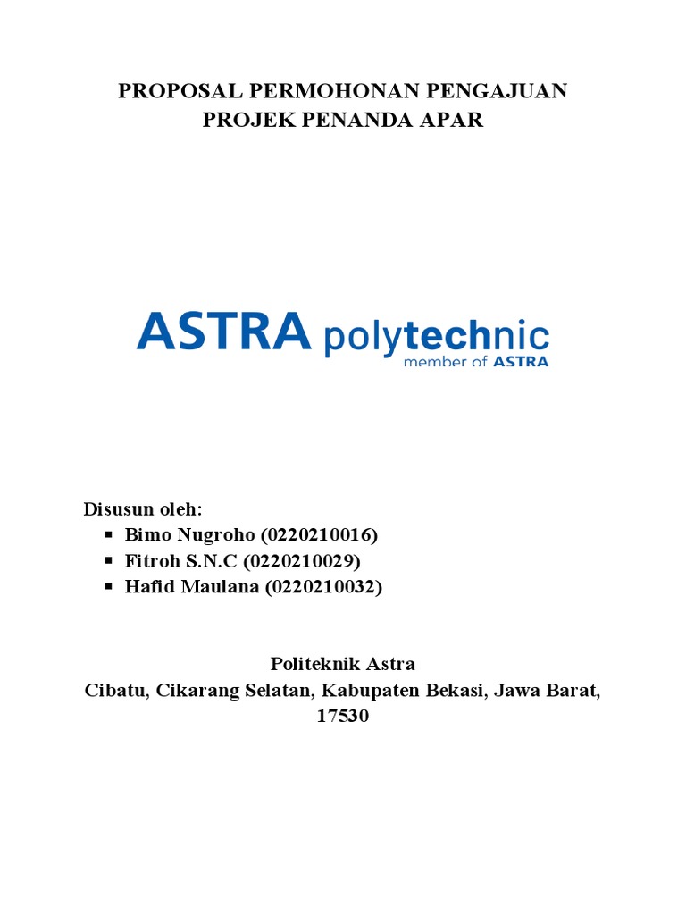 Proposal Permohonan Pengajuan Projek Penanda Apar | PDF
