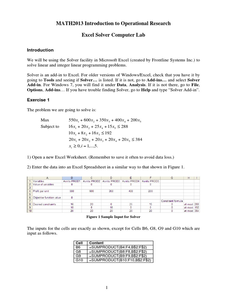 How To Use Excel Solver | PDF | Mathematical Optimization | Microsoft Excel