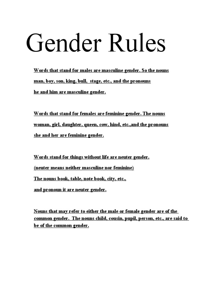 Gender Rules | PDF