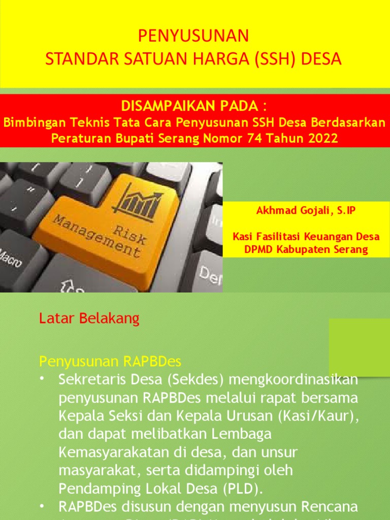 Materi Penyusunan SSH Desa Tahun 2023 | PDF