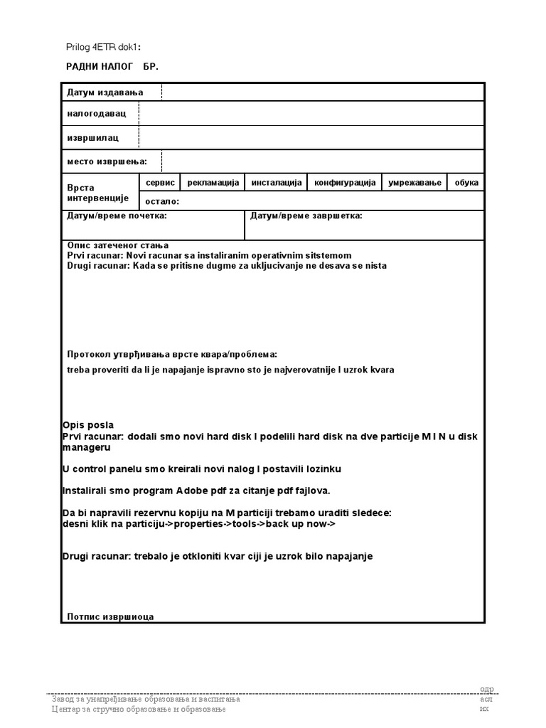 Prilog 4ETR Dok1 | PDF