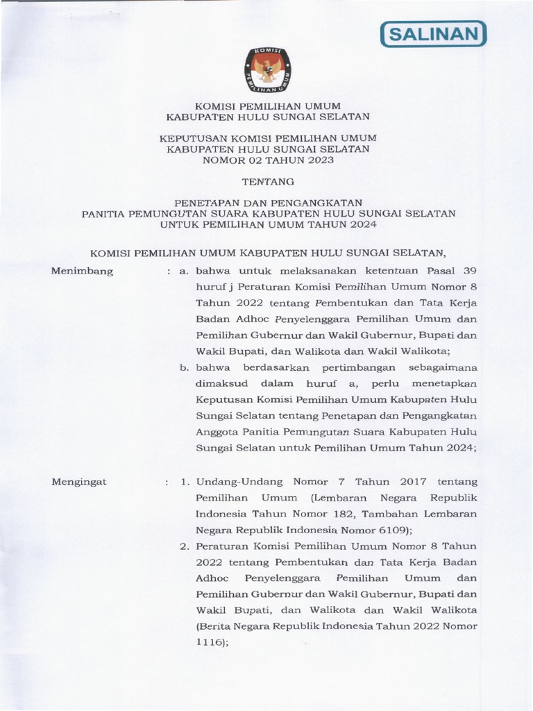 SK Penetapan Dan Pengangkatan PPS 2023 PDF | PDF