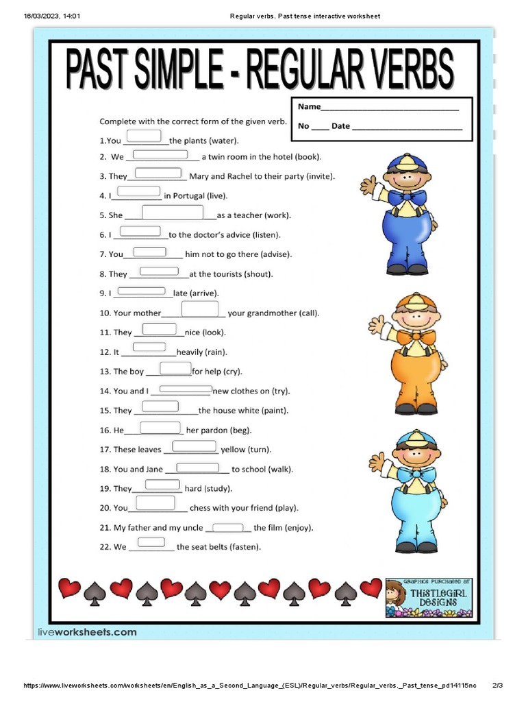 Regular Verbs. Past Tense Interactive Worksheet | PDF