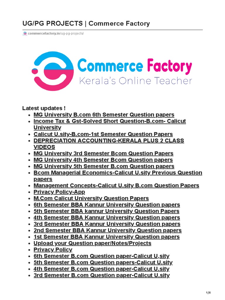 Commercefactory - in-UGPG PROJECTS Commerce Factory PDF | Download Free PDF | Banks | Market ...