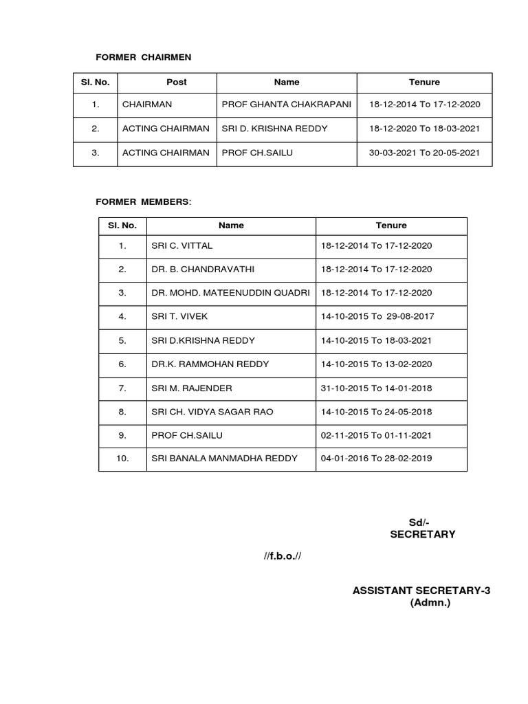 Former Commission TSPSC - N | PDF