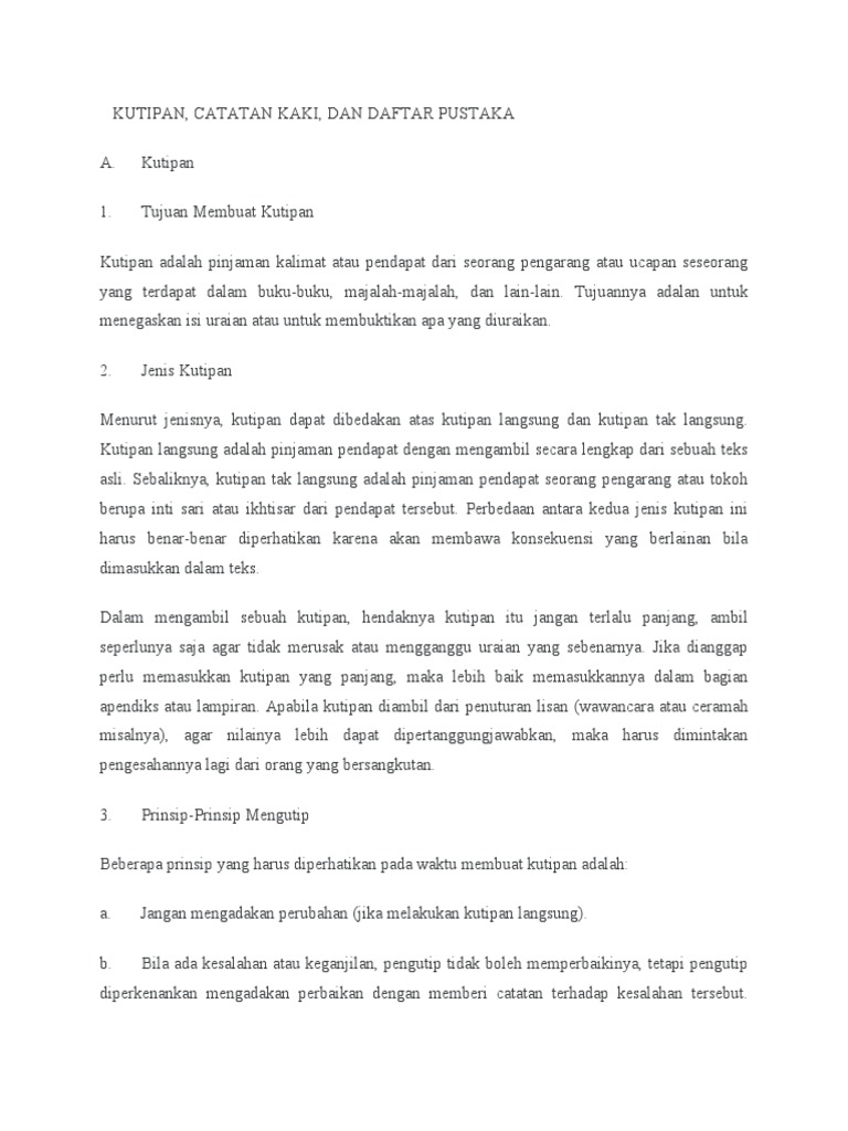 Kutipan Dan Daftar Pustaka | PDF