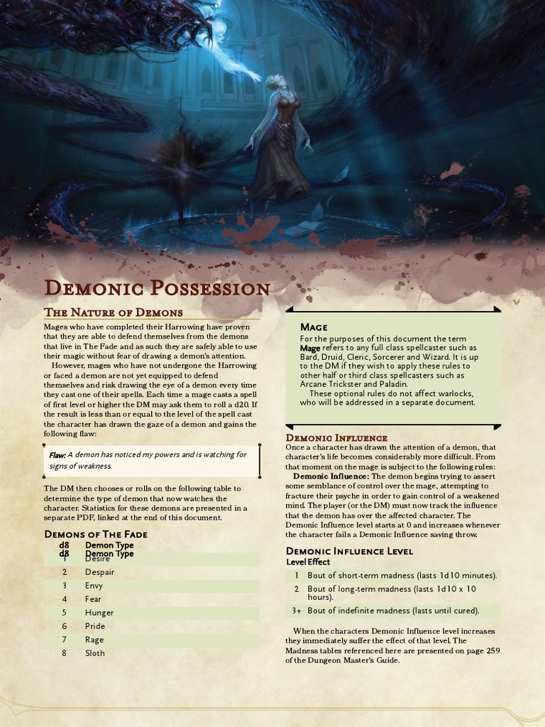 Dragon Age 5th Edition - Demonic Possession | PDF | D20 System | Role Playing Games