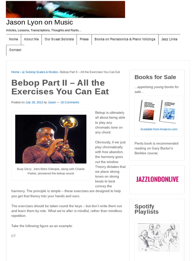 Bebop Part II - All The Exercises You Can Eat - Jason Lyon On Music ...