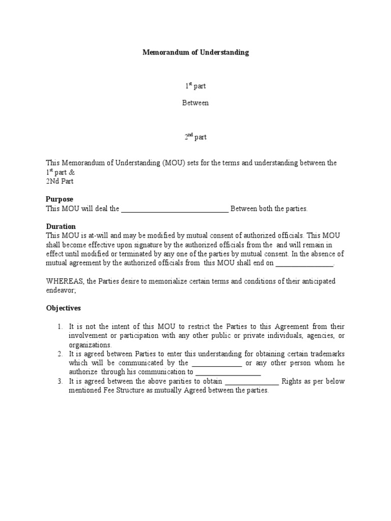 MOU Template and Agreement Format | PDF