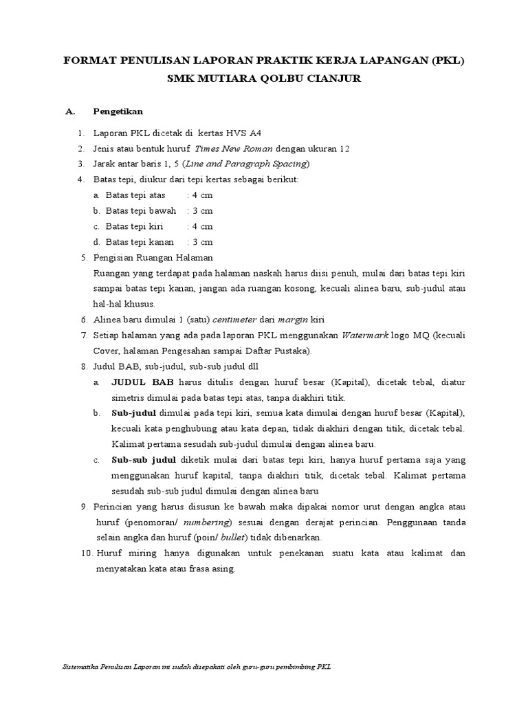 13 Sistematika Penulisan Laporan | PDF