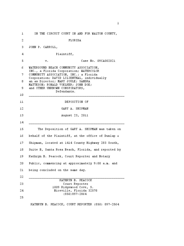 Deposition of Gary A. Shipman | PDF | Lawyer | Surveying