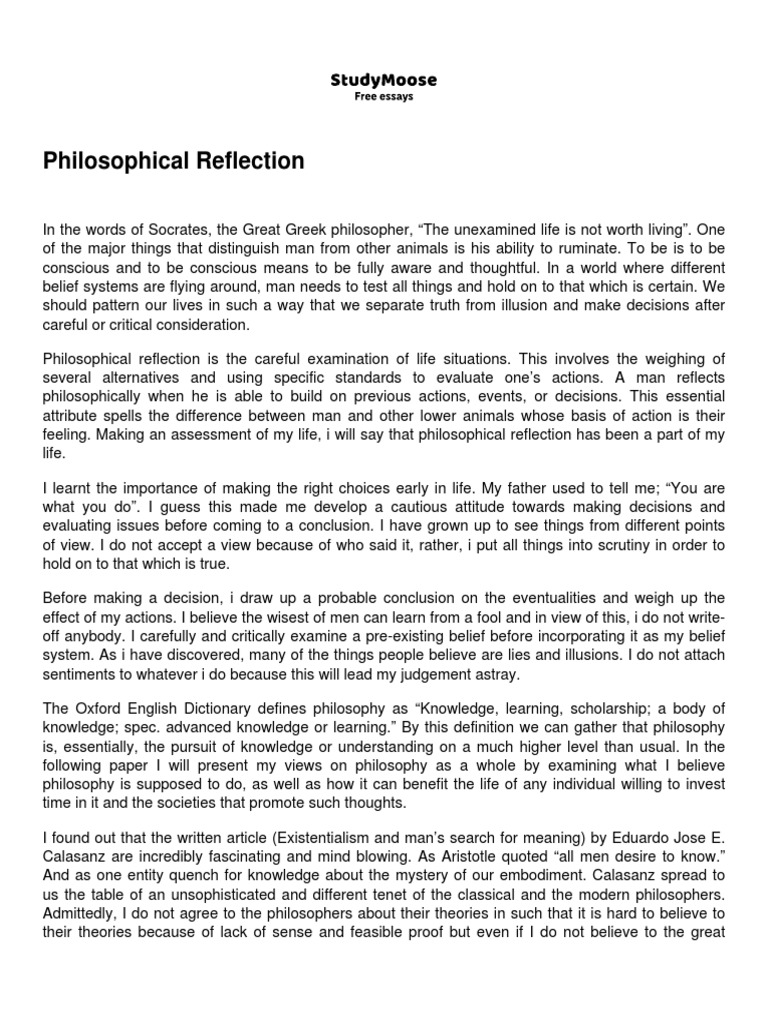 Philosophical Reflection | Download Free PDF | Knowledge | Love