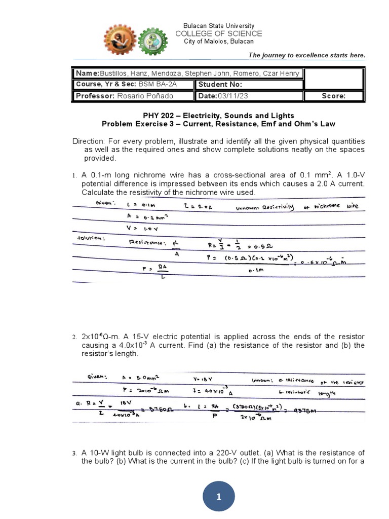 Prob. Set 3 (Grp.7) | PDF | Electrical Resistance And Conductance | Resistor