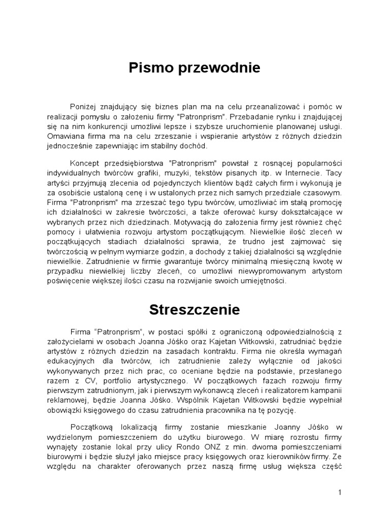 Biznes Plan PDF | PDF