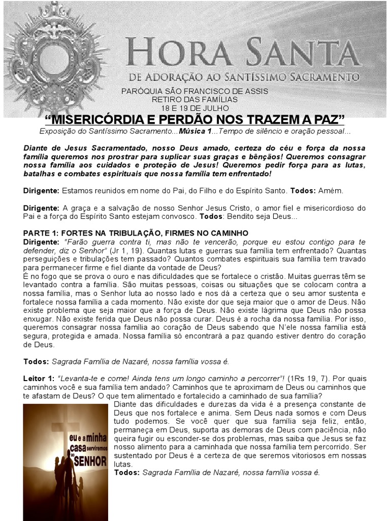 A Misericórdia e o Perdão Nos Trazem A Paz - Hora Santa | PDF